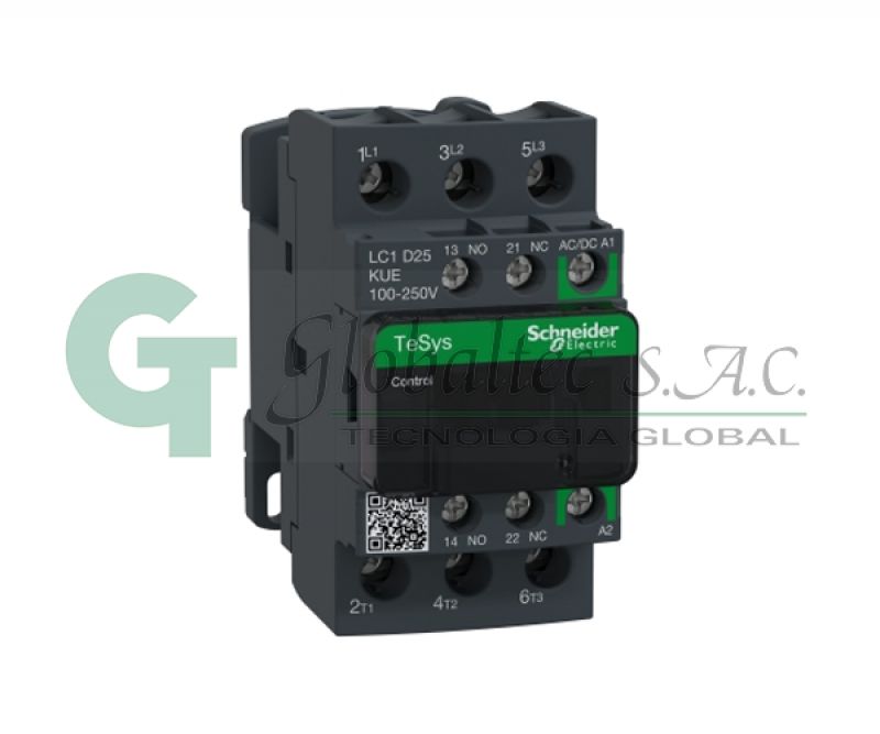 CONTACTOR TRIFASICO 25A 3NA BOB:100-250VAC/DC - [LC1D25KUE] - SCHNEIDER
