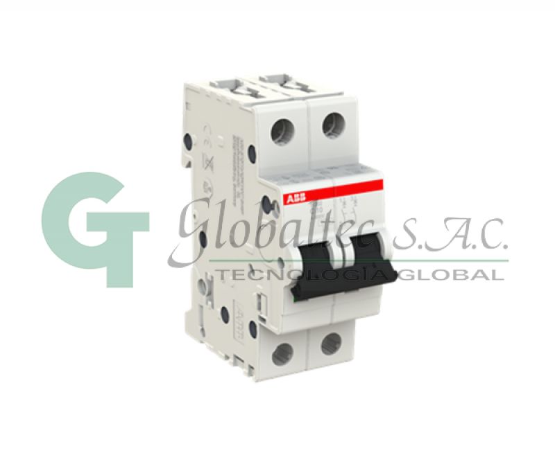 INTERRUPTOR TERMOMAGNETICO 2X10A 20KA/230VAC 10KA/440VAC S202-C10 RIEL- [2CDS252001R0104] - ABB
