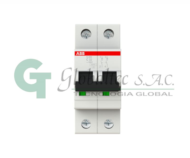 INTERRUPTOR TERMOMAGNETICO 2X32A 20KA/230V 10KA/380V S202-C32 RIEL- [2CDS252001R0324] - ABB