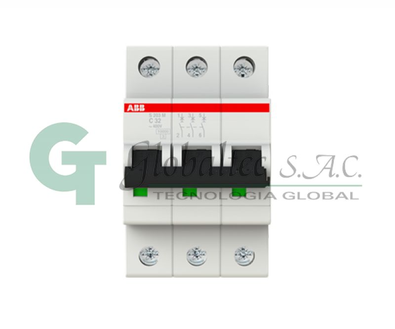 INTERRUPTOR TERMOMAGNETICO 3X32A 15KA 400V S203M-C32 CURVA C - [2CDS273001R0324] - ABB